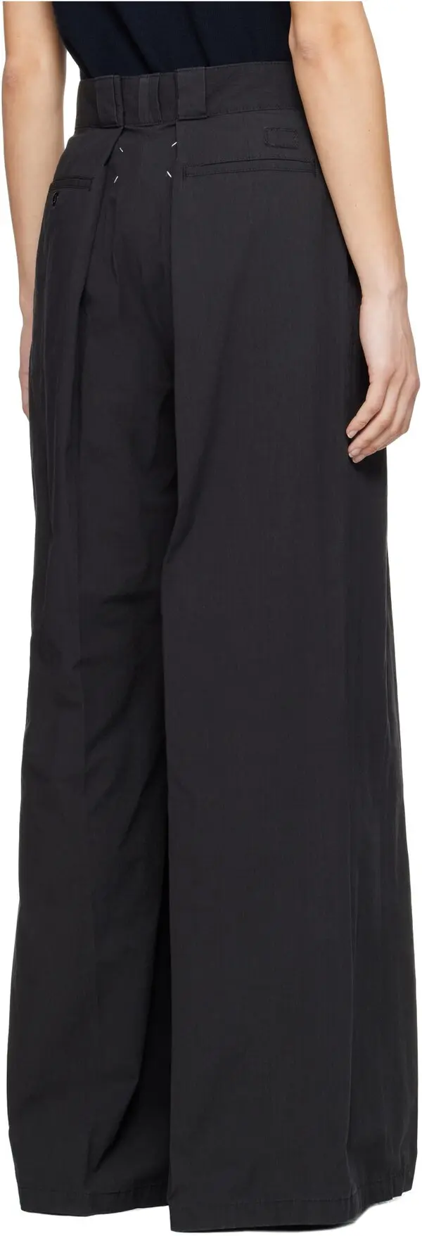 MAISON MARGIELA High Waist Wide Leg Pleated Trousers - Black