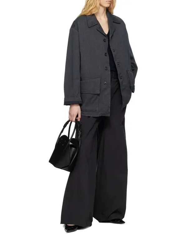 MAISON MARGIELA High Waist Wide Leg Pleated Trousers - Black