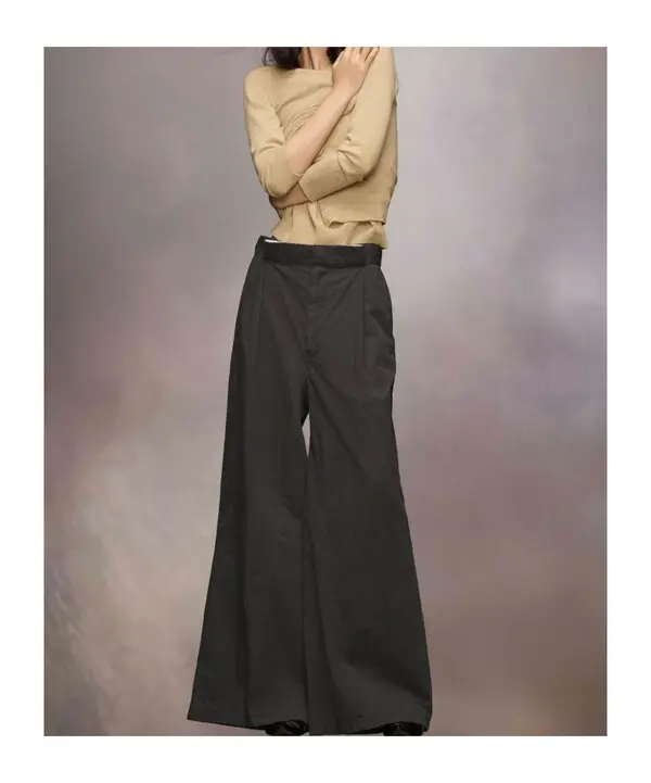 MAISON MARGIELA High Waist Wide Leg Pleated Trousers - Black