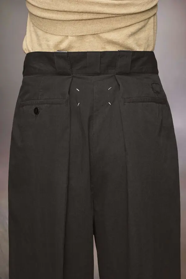 MAISON MARGIELA High Waist Wide Leg Pleated Trousers - Black