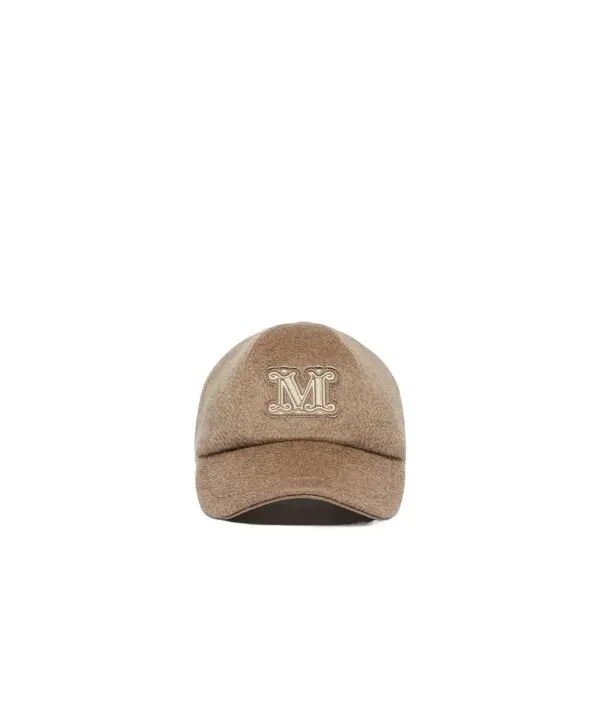 Max Mara Cashmere Baseball Cap With Monogram Embroidery - Maroon