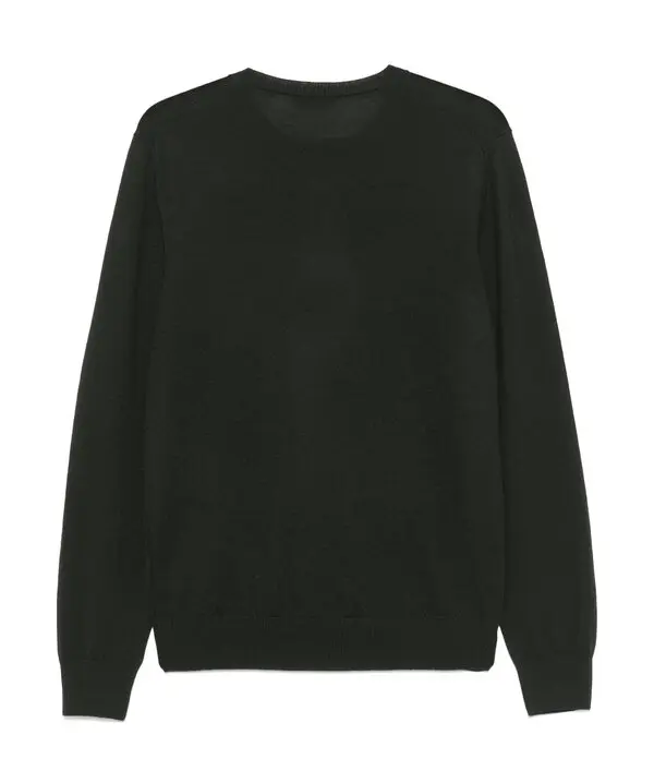 FAY Round Neck Wool Sweater - Dark Green