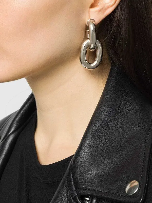 Rabanne Link Hoop Earrings - Gray