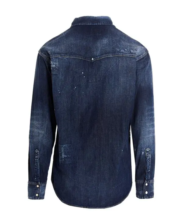 Dsquared2 Logo Patch Buttoned Denim Shirt