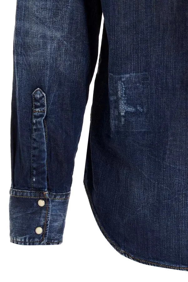 Dsquared2 Logo Patch Buttoned Denim Shirt