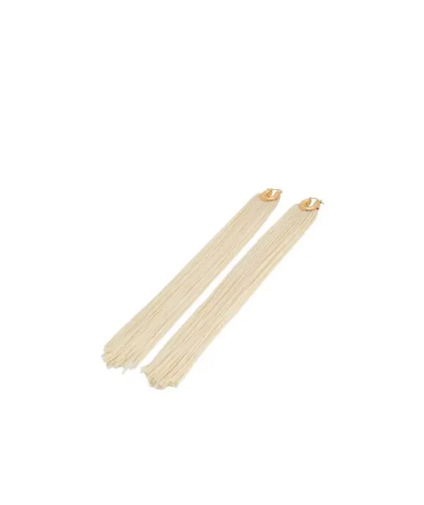 JIL SANDER Gold-toned Ivory Fringed Hoop Earrings - Cornsilk