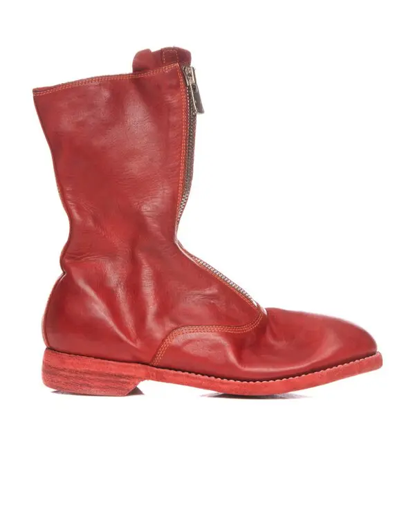 Guidi Logo Zipper Boots - Brown
