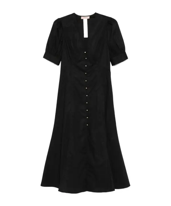 TWINSET Button-front Midi Dress With Pleated Hem - Black
