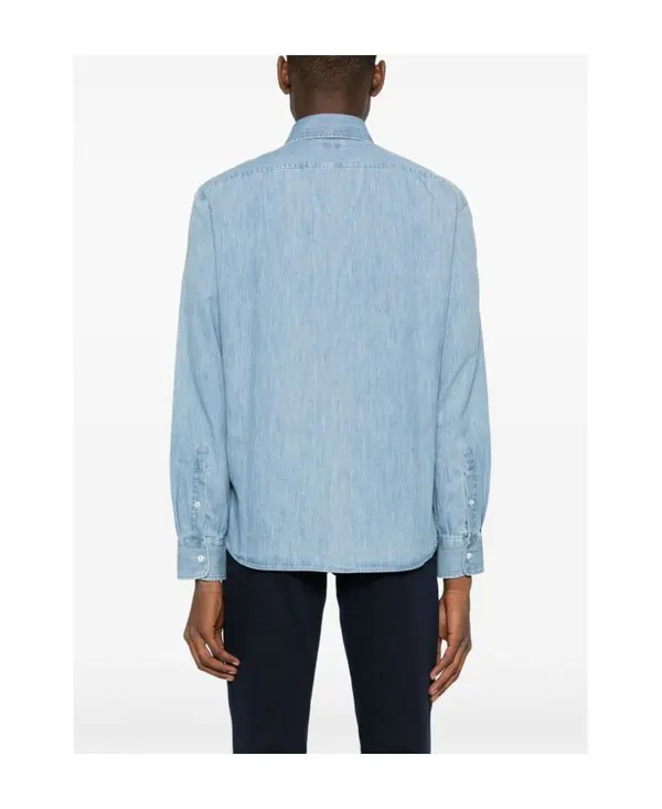 Brunello Cucinelli Long Sleeved Denim Shirt - Light Blue