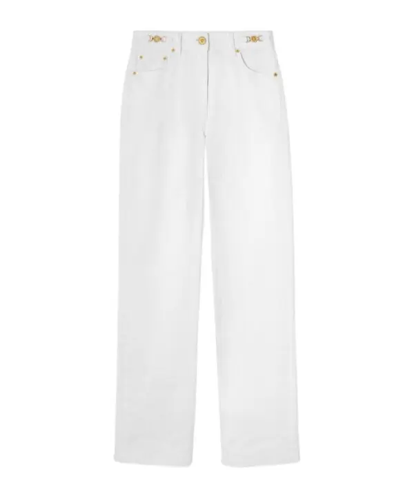 Versace Medusa '95 Logo-patch Straight-leg Jeans - White