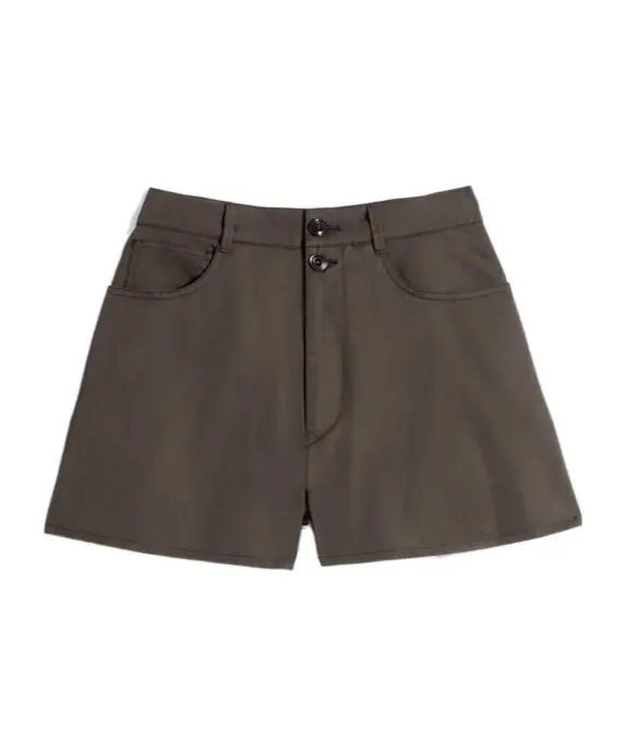 LEMAIRE Button Detail Cotton Twill Shorts - Ristretto