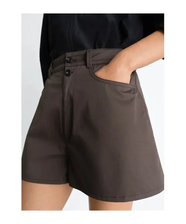 LEMAIRE Button-detailed Twill Shorts - Ristretto