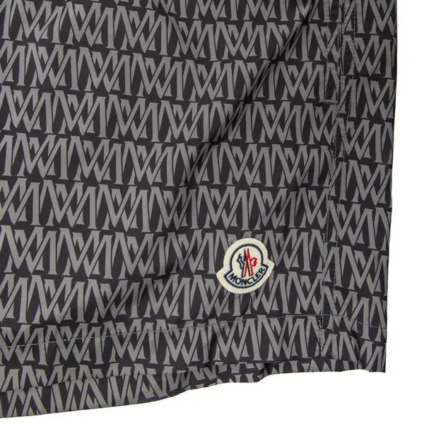 Moncler Monogram Printed Drawstring Swimming Shorts - Gray