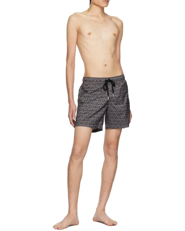 Moncler Monogram Printed Drawstring Swimming Shorts - Gray