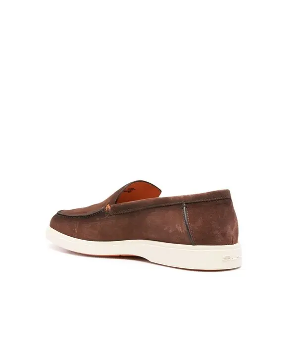 Santoni Almond Toe Slip-on Loafers - Brown
