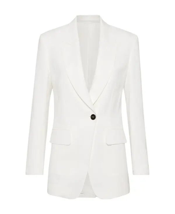 Brunello Cucinelli Single-breasted Blazer With Sharp Lapels - White