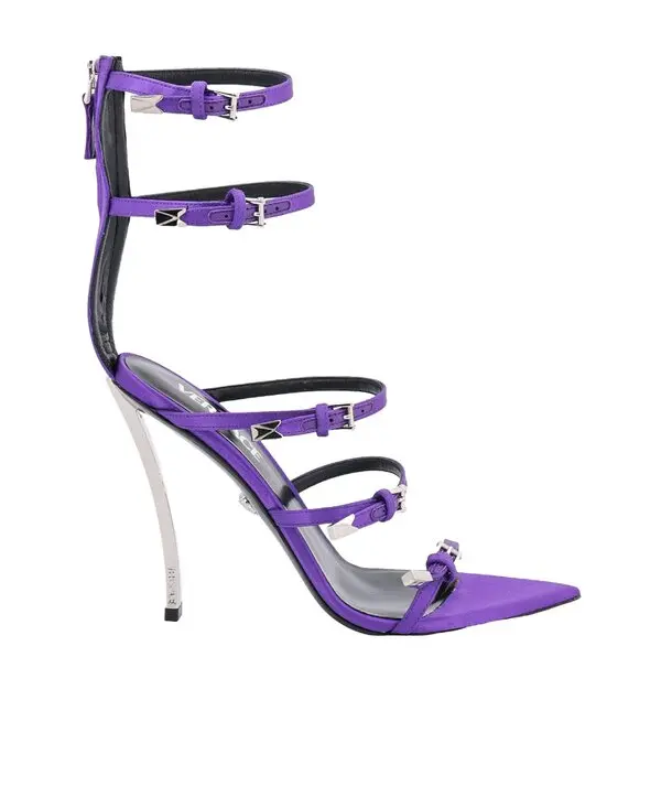 Versace Pin-point Buckle-strap Fastened Stiletto Sandals - Purple