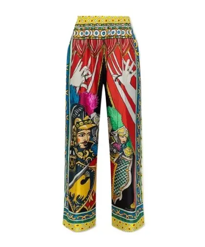 Dolce & Gabbana Carretto Printed Wide Leg Pajama Pants - Multi-color