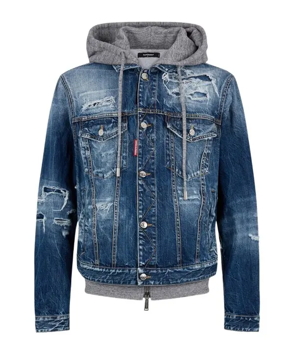 Dsquared2 Distressed Denim Hooded Jacket
