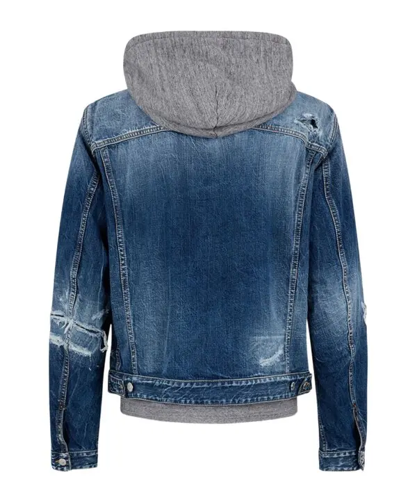 Dsquared2 Distressed Denim Hooded Jacket