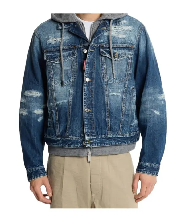 Dsquared2 Distressed Denim Hooded Jacket
