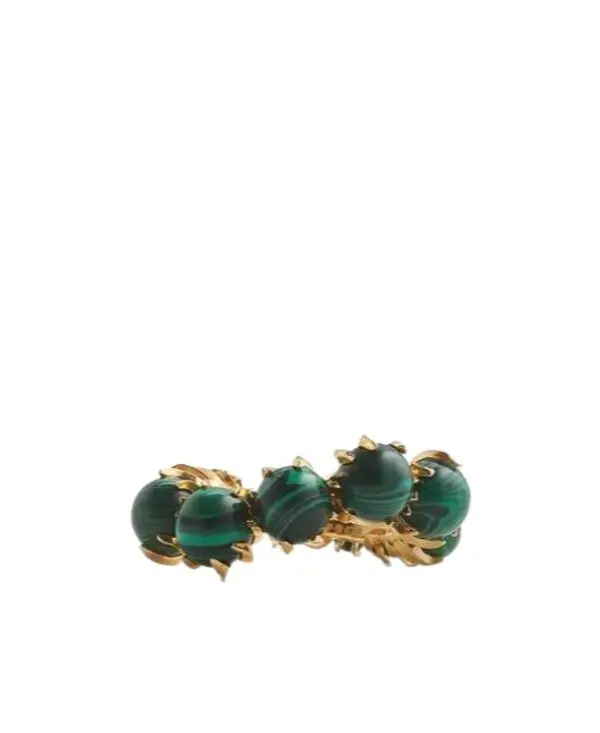 Bottega Veneta Logo Ring With Malachite - Green