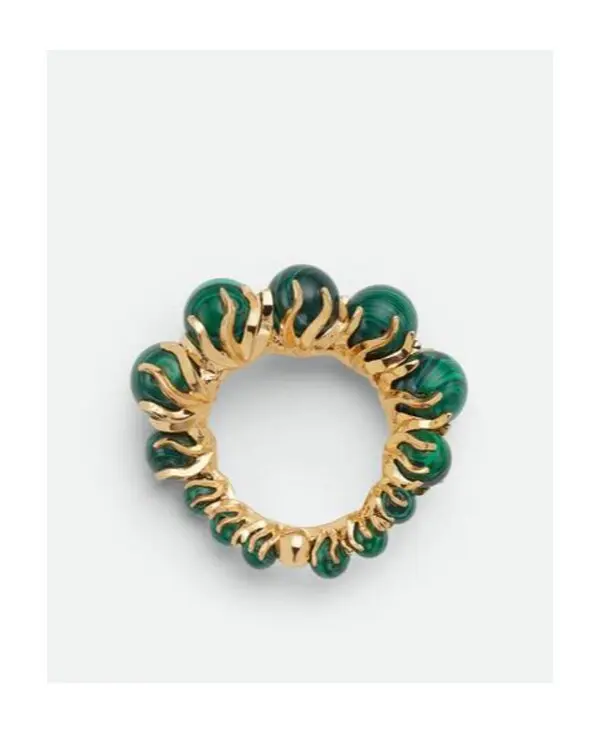 Bottega Veneta Logo Ring With Malachite