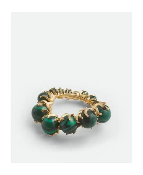 Bottega Veneta Logo Ring With Malachite