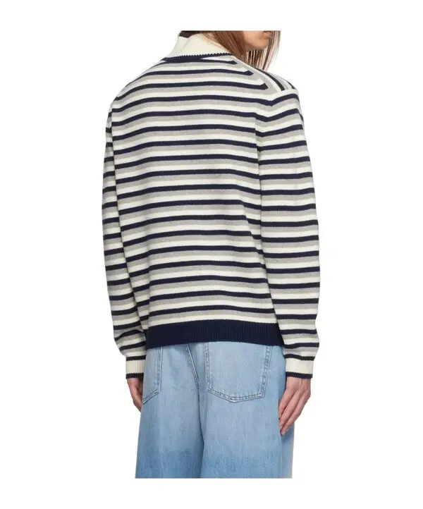 Maison Kitsuné Fox Head Intarsia Striped Jumper