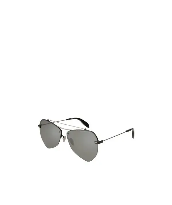 Alexander McQueen Aviator Sunglasses With Logo Detail - Gray