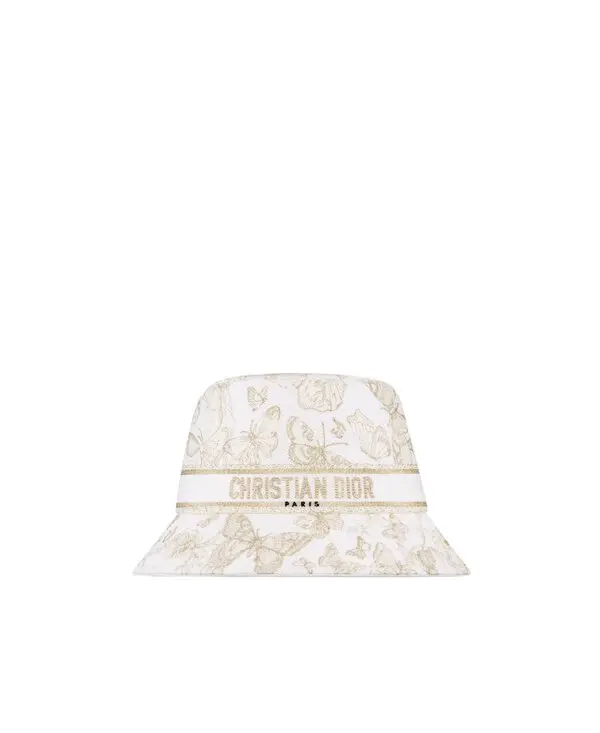 Dior Bucket Hat With Toile De Jouy Mexico Pattern - White