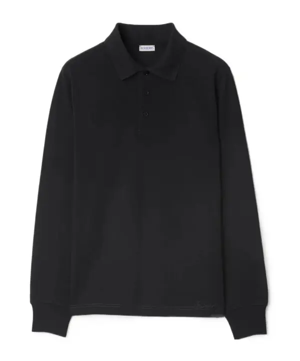 Burberry Logo Embroidered Long Sleeved Polo Shirt