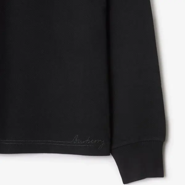 Burberry Logo Embroidered Long Sleeved Polo Shirt