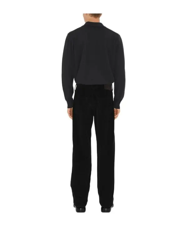 Burberry Logo Embroidered Long Sleeved Polo Shirt