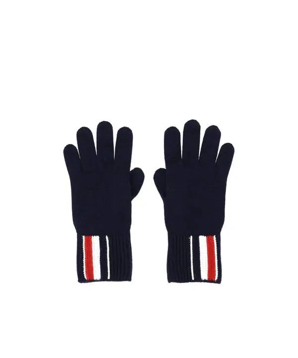 Thom Browne Merino Wool Gloves With Signature Striping - Black