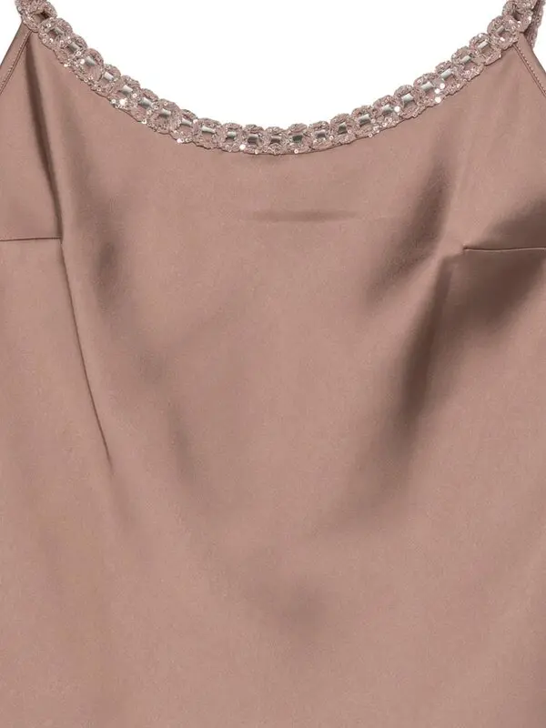 D.exterior Embellished Satin Camisole Top - Pink