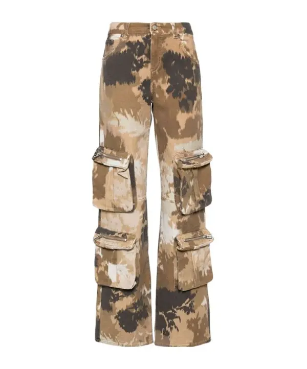 Blumarine Camouflage Printed Straight Leg Cargo Jeans - No