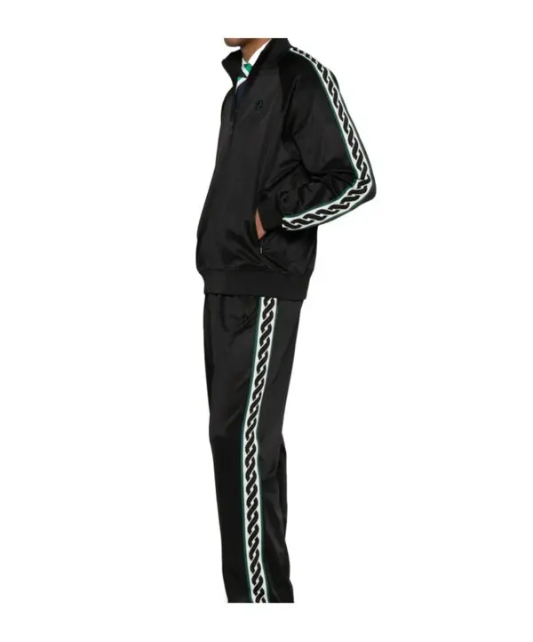Drole De Monsieur Logo Patch Side Stripe Track Jacket - Black