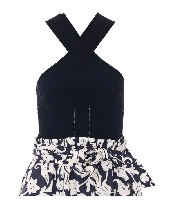 Liu Jo Sleeveless Cross-strap Printed Midi Dress