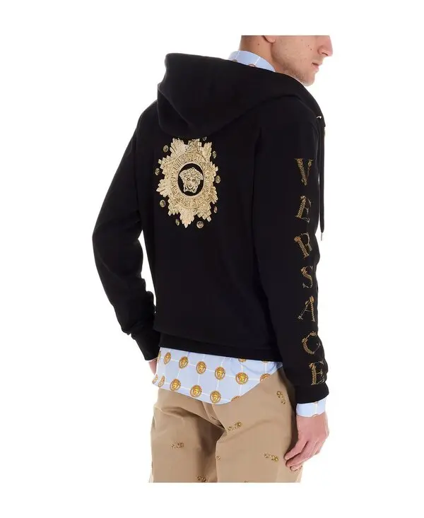 Versace Logo Embellished Hooded Jacket
