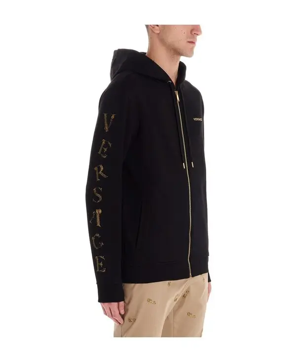 Versace Logo Embellished Hooded Jacket