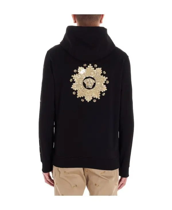 Versace Logo Embellished Hooded Jacket
