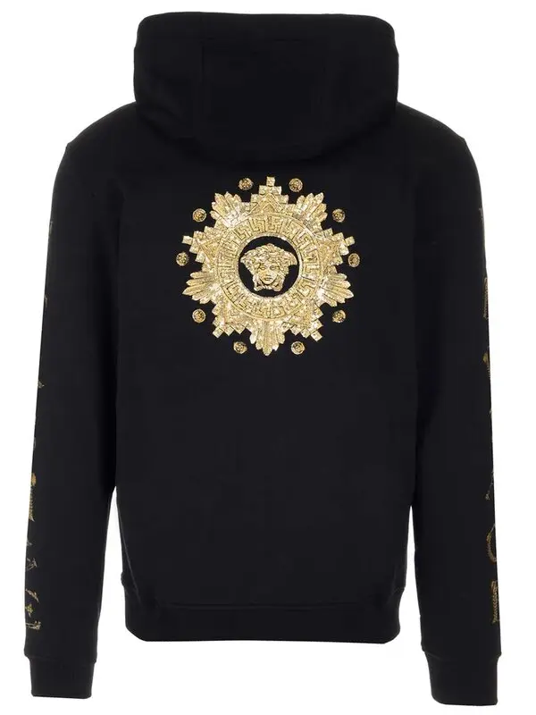 Versace Logo Embellished Hooded Jacket