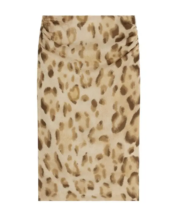 Celine Hobble Skirt In Muslin With Gathered Detail - Brown