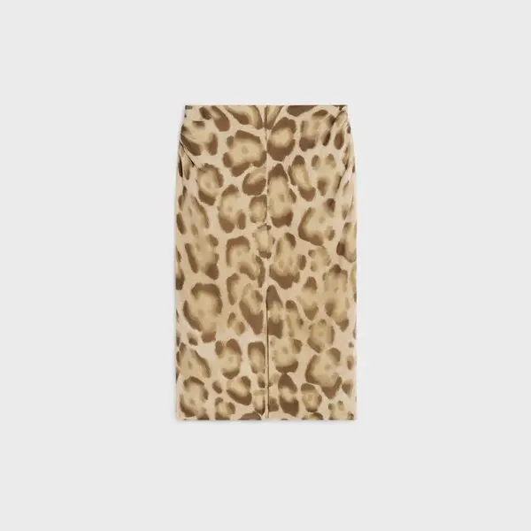 Celine Hobble Skirt In Muslin With Gathered Detail - Brown