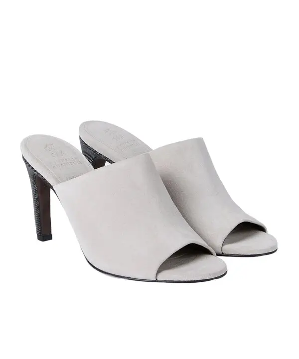 Brunello Cucinelli Open-toe High-heel Mules With Monili Embroidery
