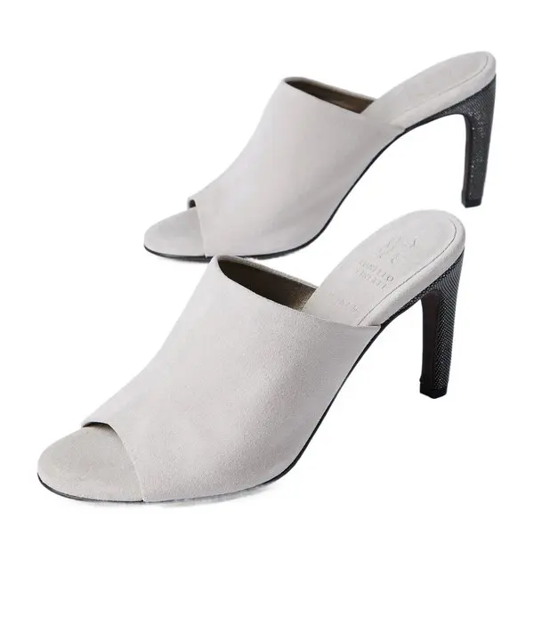 Brunello Cucinelli Open-toe High-heel Mules With Monili Embroidery
