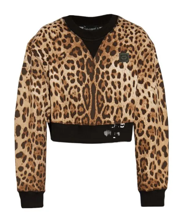 Dolce & Gabbana Leopard Print Crewneck Sweatshirt - Brown