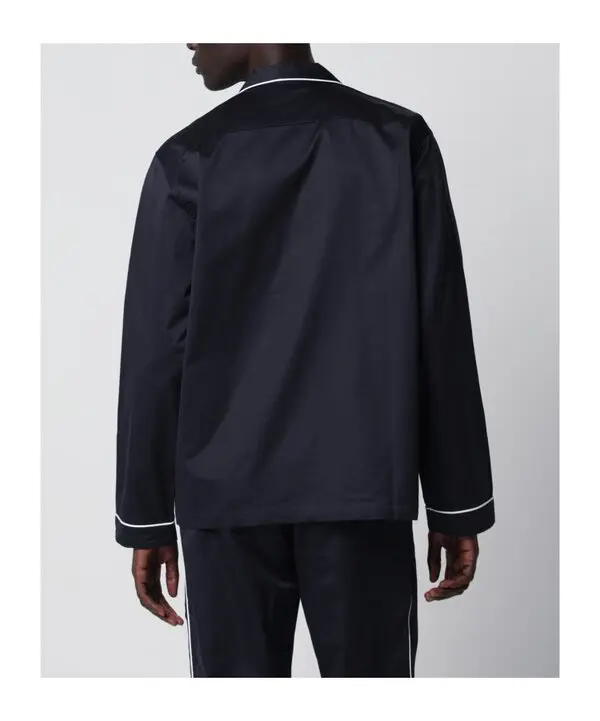 TEKLA Contrast-piping Pajamas Shirt - Black
