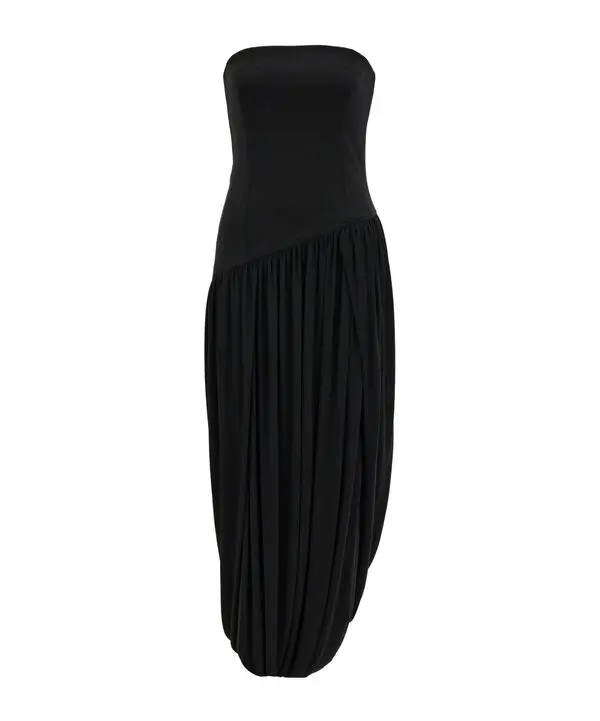 FERRAGAMO Asymmetrical Draped Bustier Dress - Black